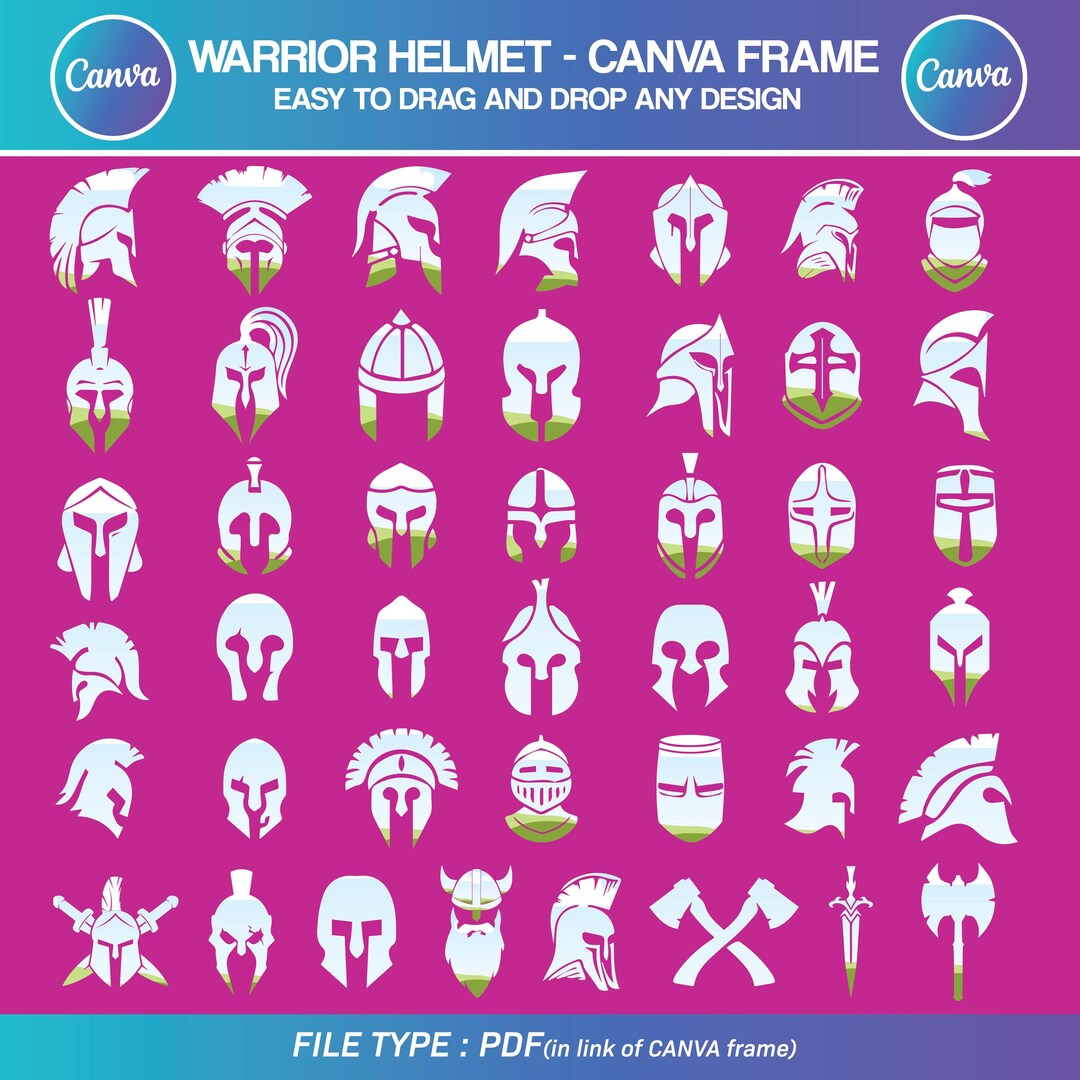 Canva Frame Helmets of Spartan Warriors ,medieval Knight Simple Clean ...