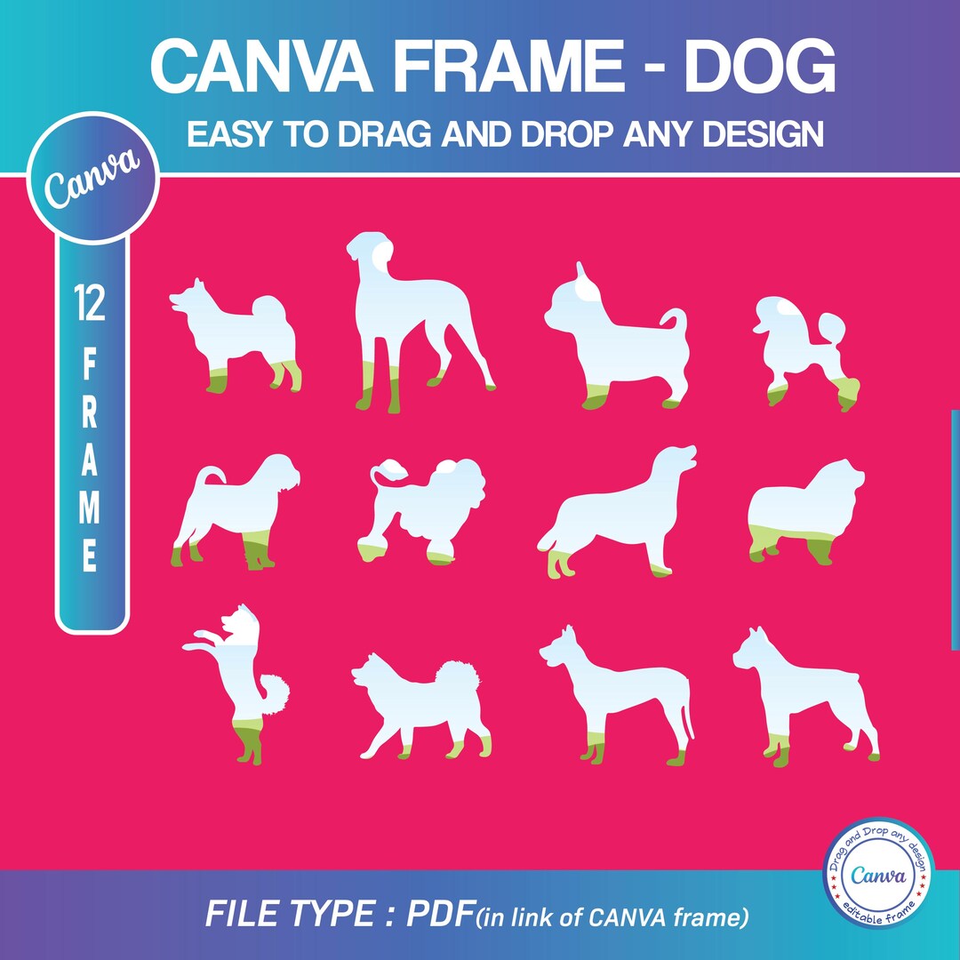 Fill Your Own Dog Frames, Canva Frames Bundle, Animal Canva Frames ...