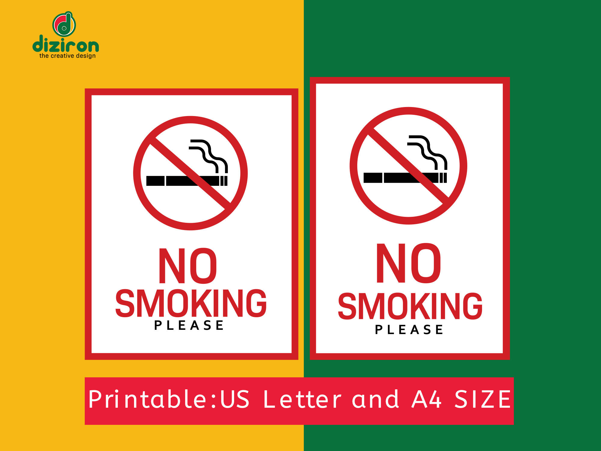 No Smoking, Printable No Smoking Sign A4 and US Letter Size Pdf ...