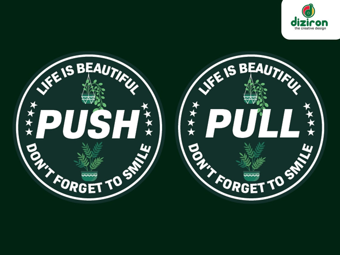 Luxury Push & Pull Set of Door Signs in Circle Shape, Sets of 5 Push ...