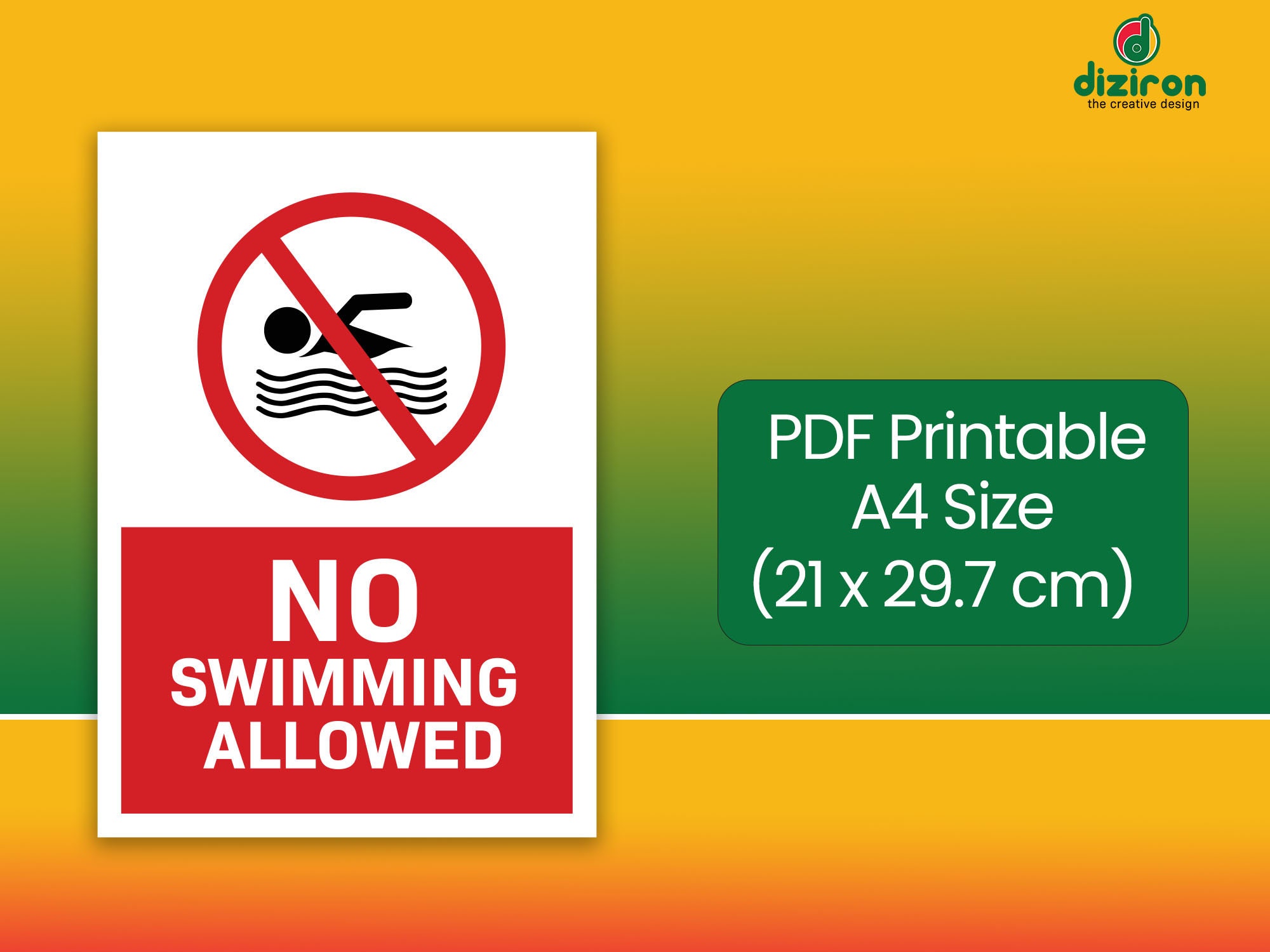 Printable No Swimming Allowed, Sign Board US Letter and A4 Size ...