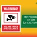 Printable Warning You Are Under Surveillance, US Letter and A4 Size ...