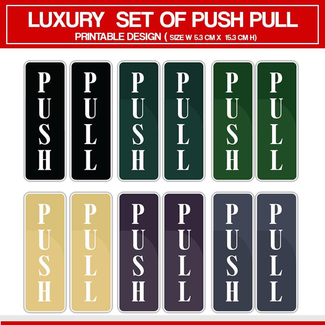 Luxury Push & Pull Set of Door Signs in Vertical Shape, Sets of 5 Push ...