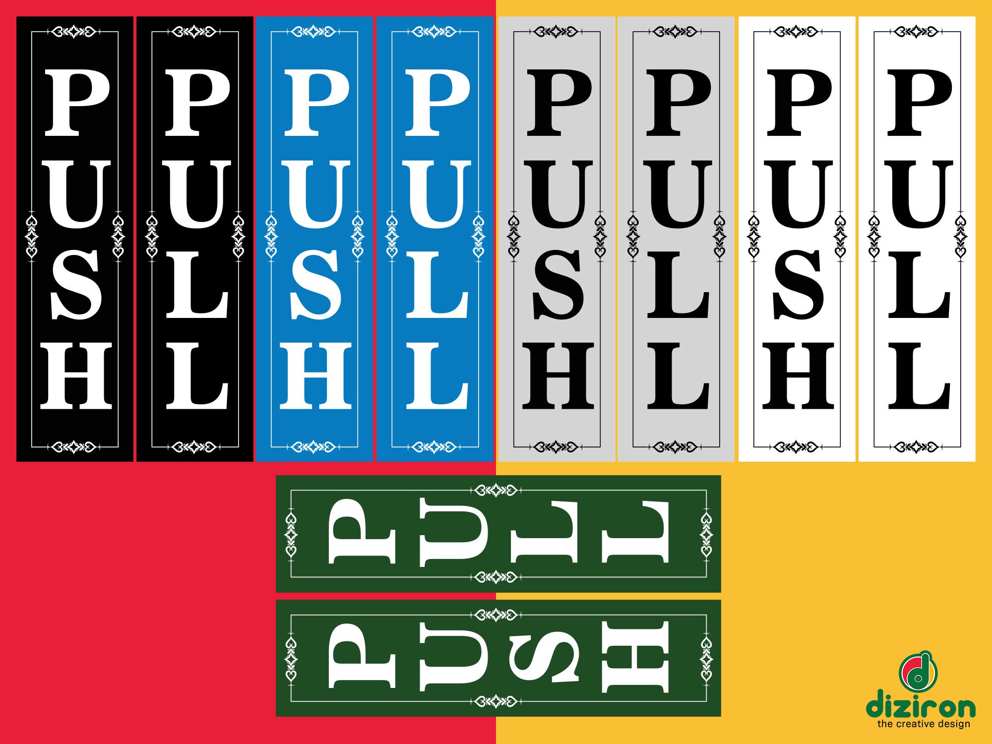 Push Pull a Set of Door Signs in a Vertical Shape, Pull-push 4 Designs ...