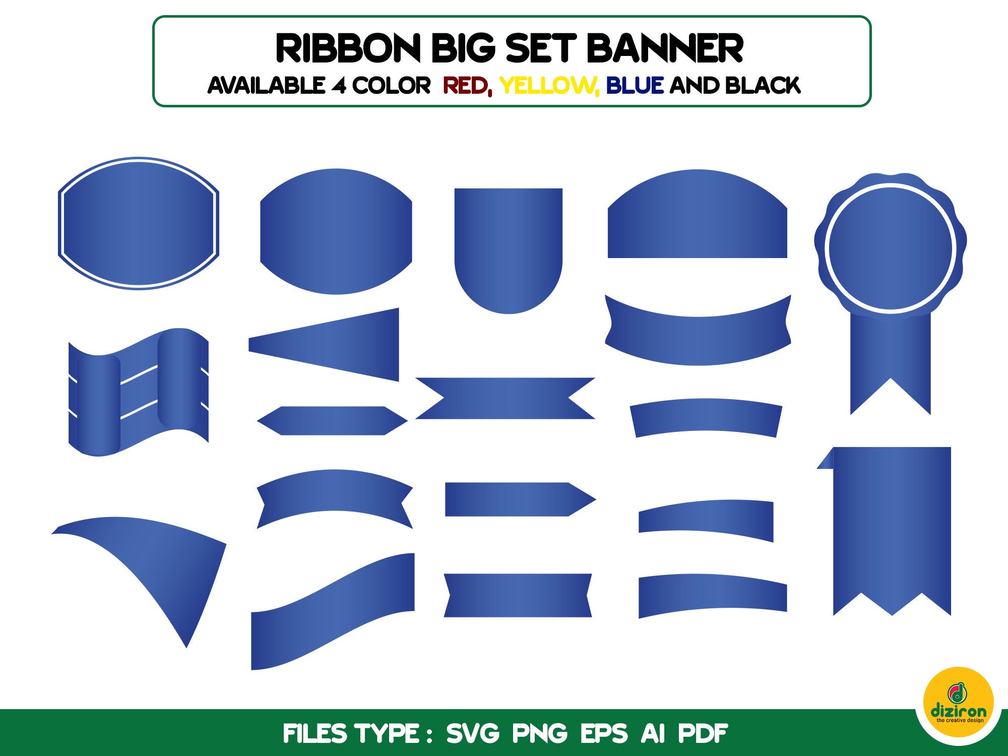 Bundle Ribbon Banner SVG, Set of Ribbon Vectors, 50 Elements of Ribbon ...