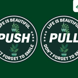 Luxury Push & Pull Set of Door Signs in Circle Shape, Sets of 5 Push ...
