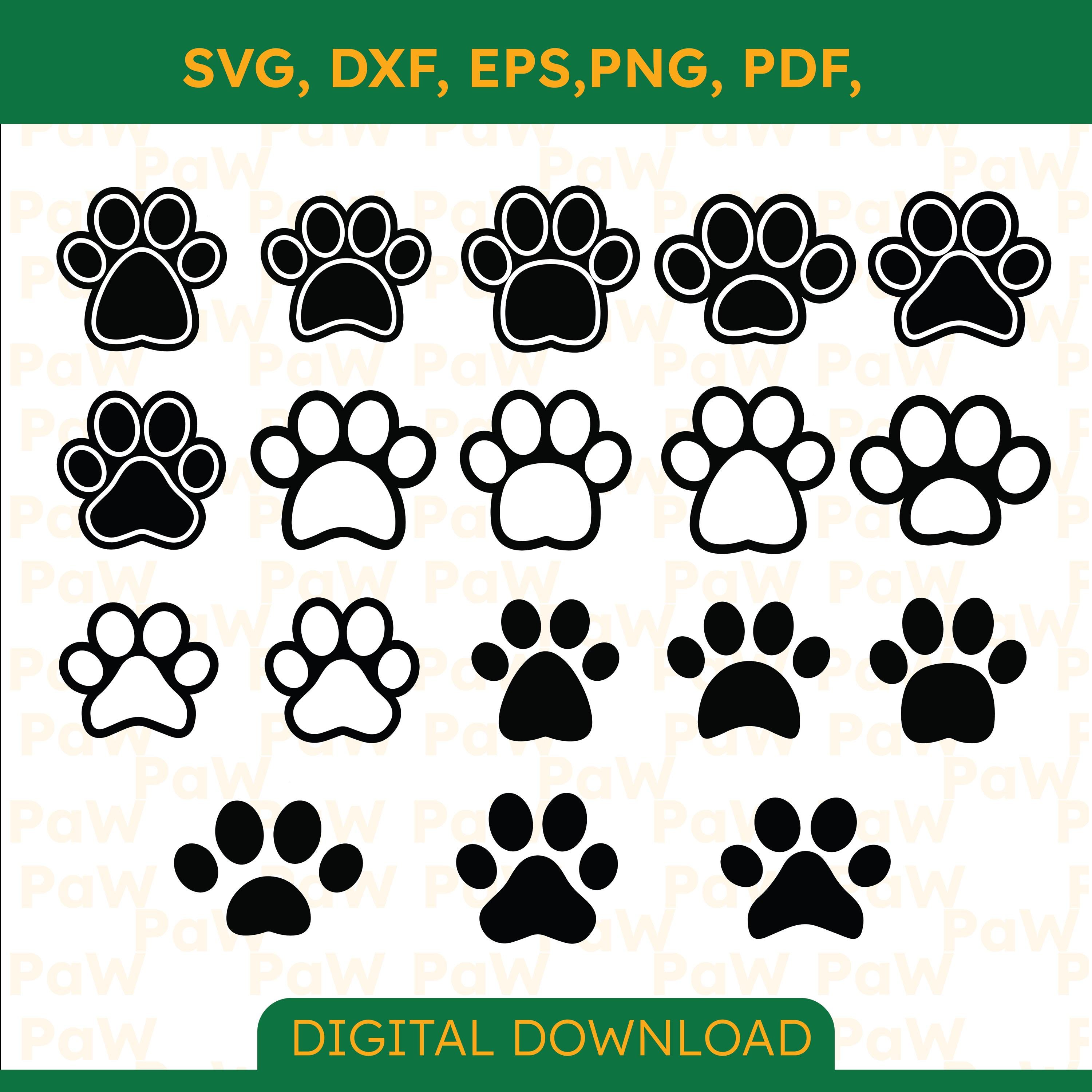 Dog Paw SVG, Cricut Puppy Paw Print SVG Cut Files, Set of Dog Foot ...
