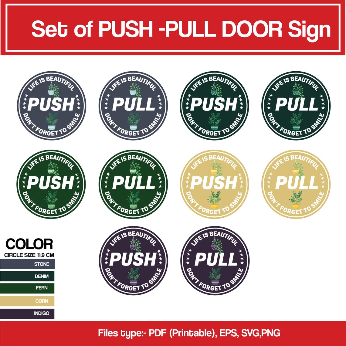 Push Pull Sign | Sticker for Glass Door | Push Pull Door Handle Sticker ...