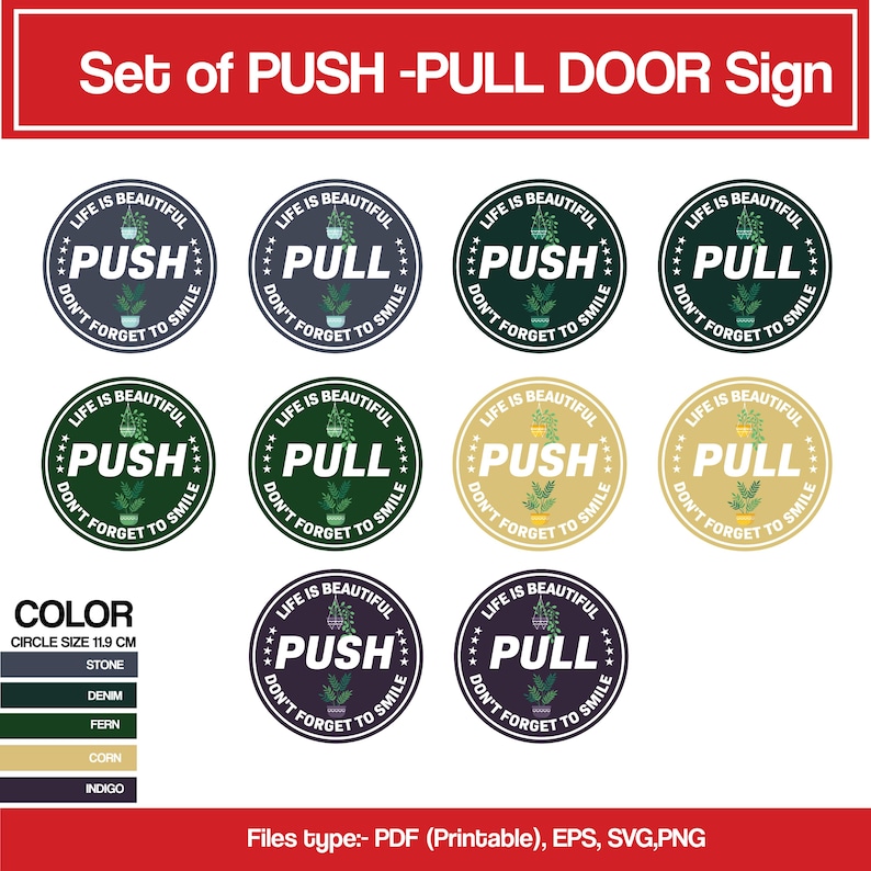 Push Pull Sign | Sticker for Glass Door | Push Pull Door Handle Sticker ...