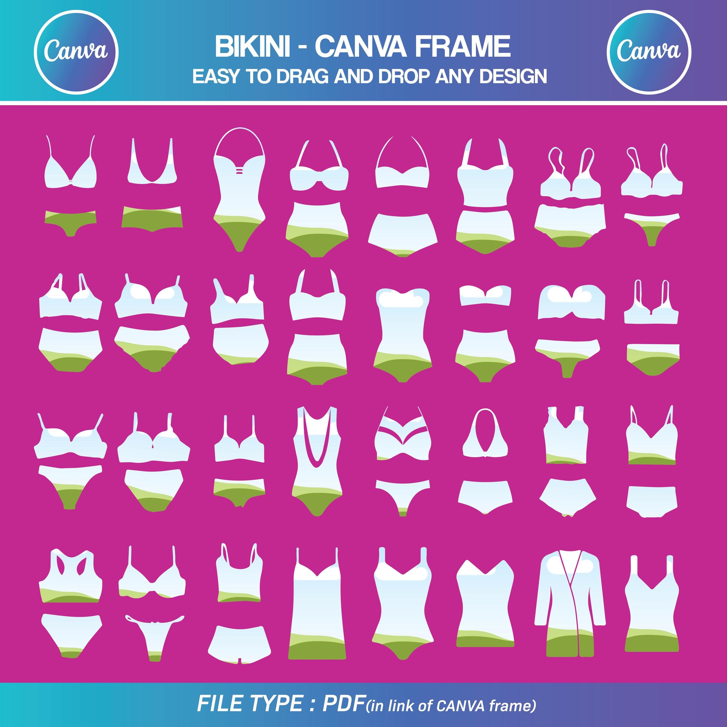 Bikini Canva Frame Template, Variety Elements of Bikini Canva Frame ...