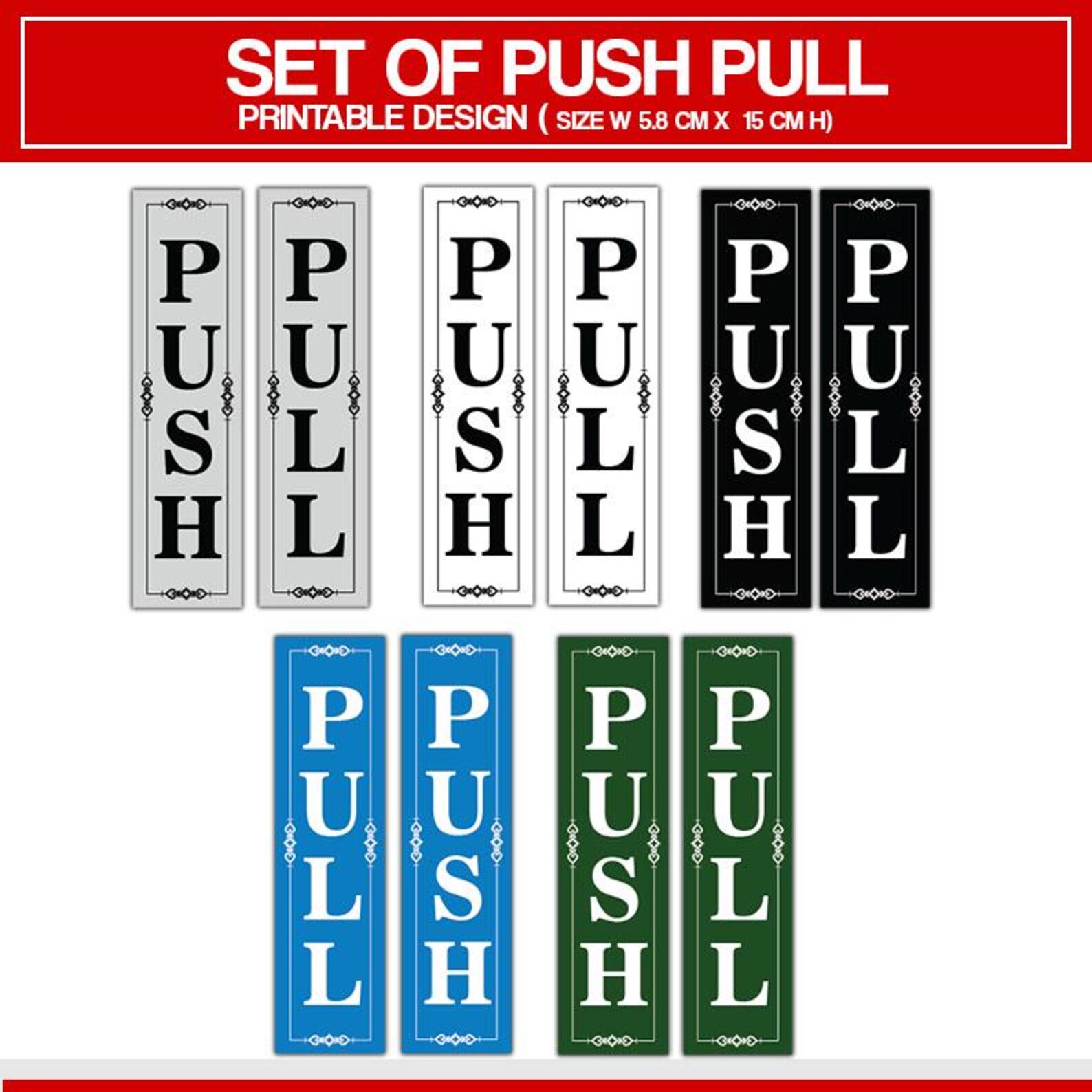 Push Pull a Set of Door Signs in a Vertical Shape, Pull-push 4 Designs ...