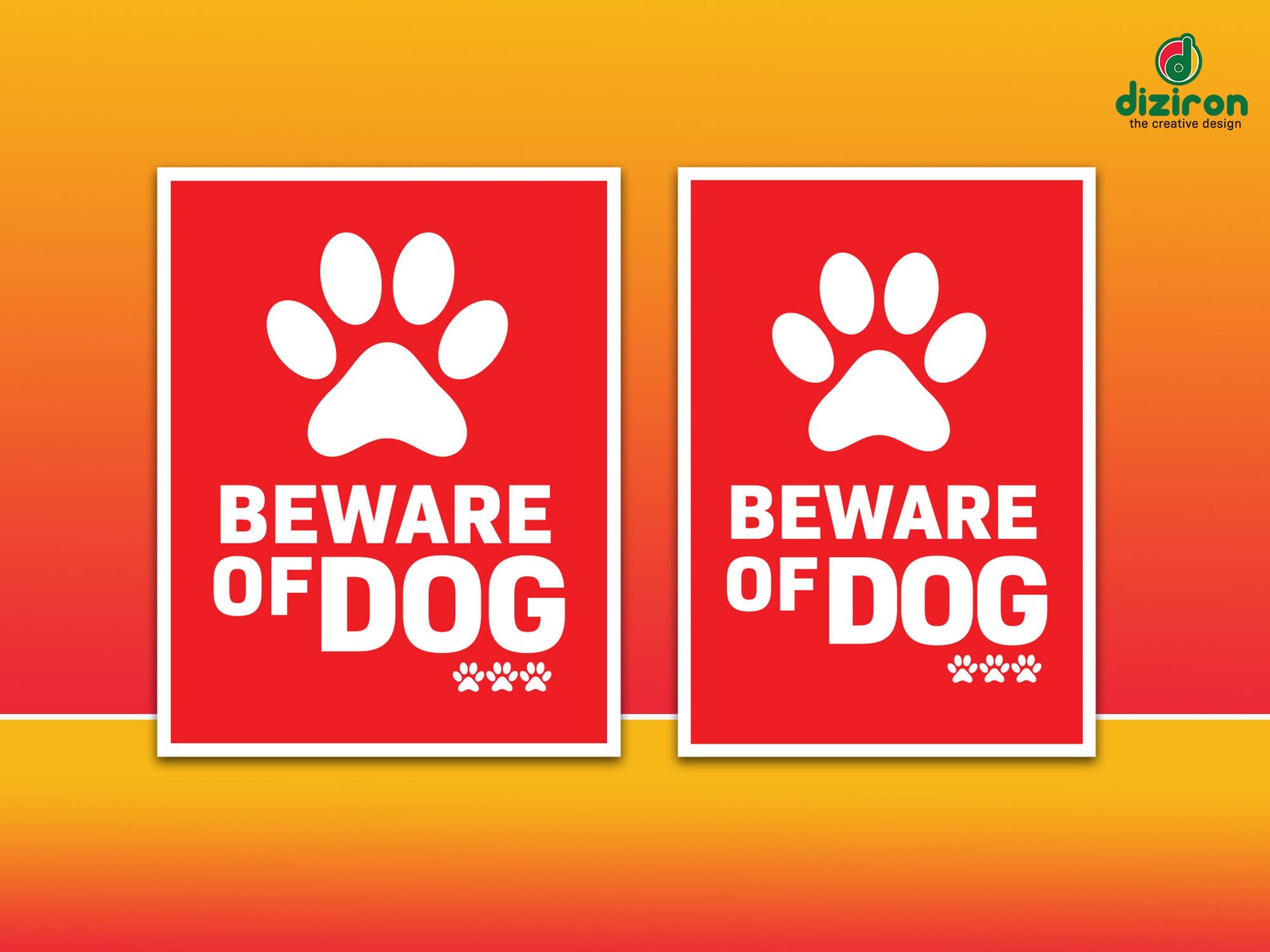 Printable Beware of Dog and Dogs Sign Board US Letter or A4 Size PDF ...
