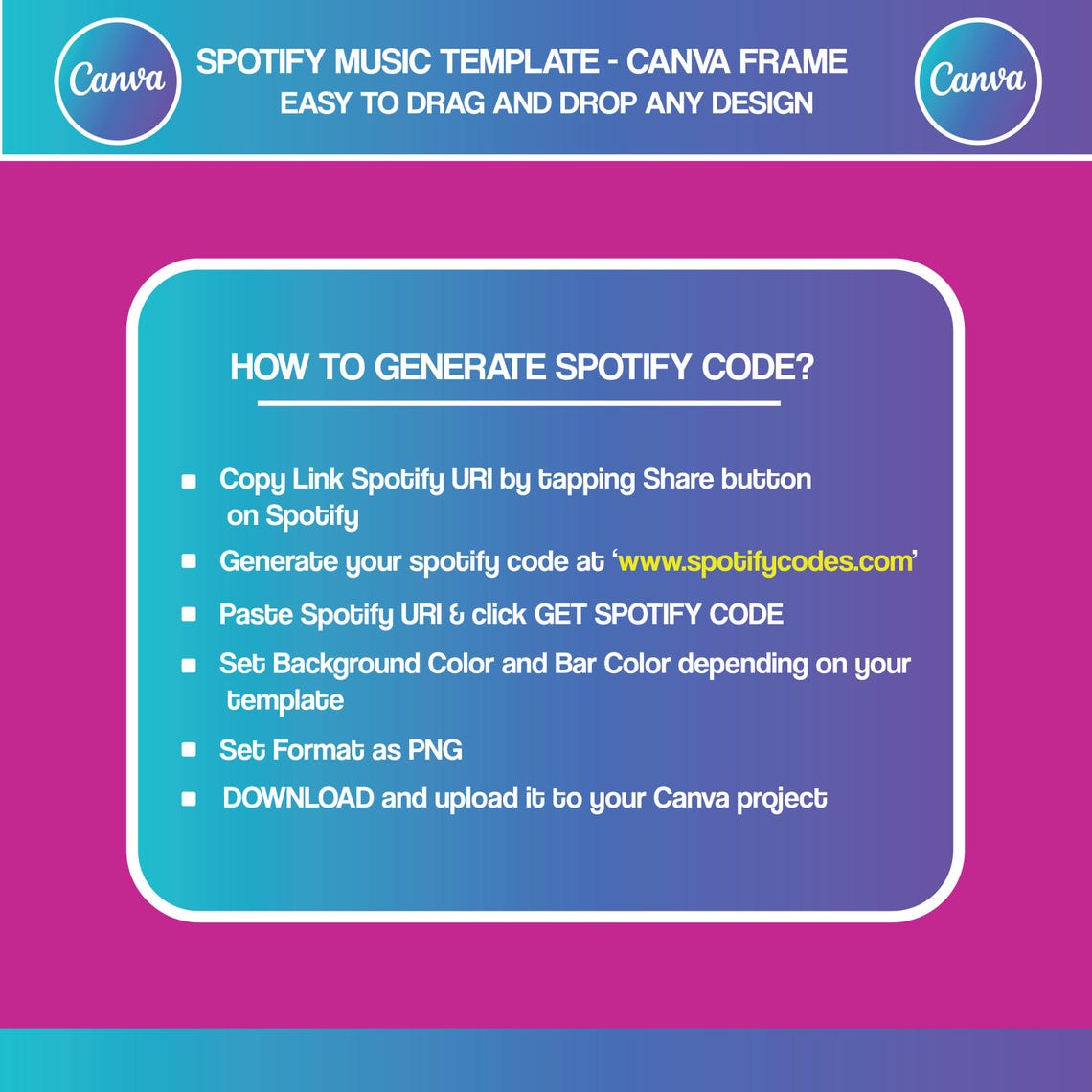 Spotify Music Player Template Canva Editable, Music Photo Frame Spotify ...