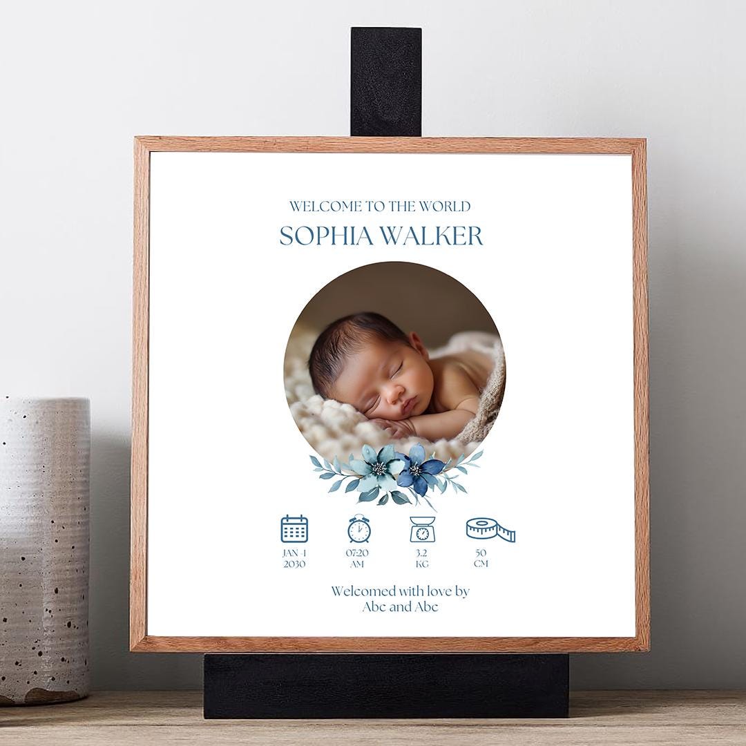 Newborn Baby Birth Record Poster Canva Template, Editable Baby Born ...