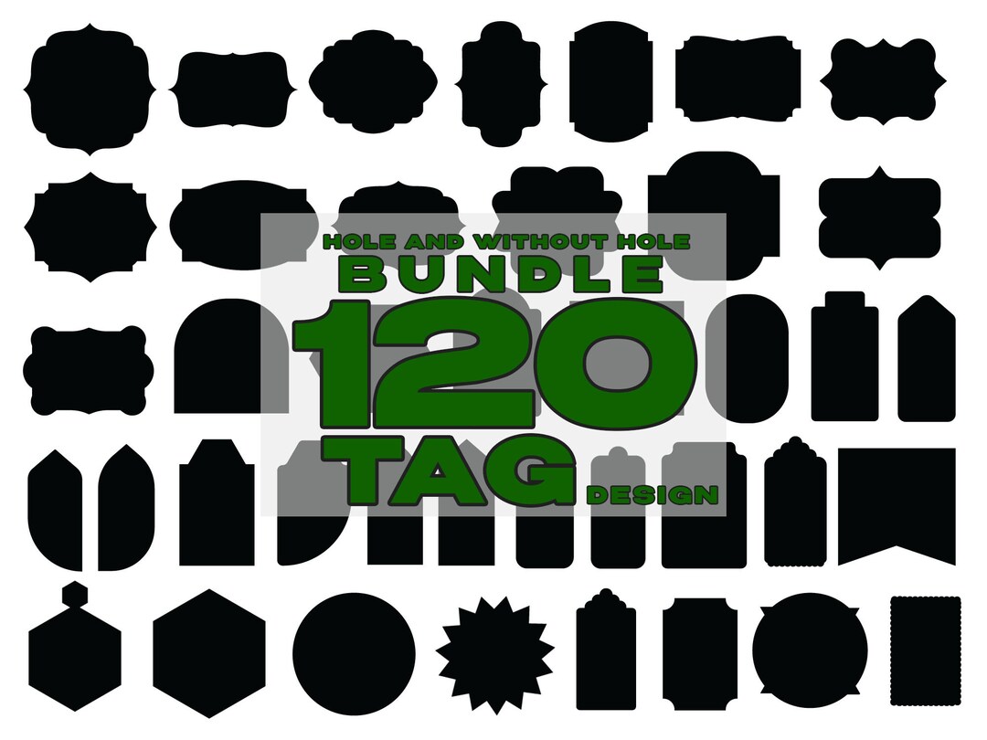 Bundle TAG Svg, Blank Tag SVG, Unique Set of Labels Png, Frames Cricut Tag With Hole and Without ...