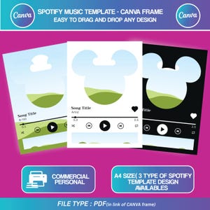 Spotify Music Player Template Canva Editable, Music Photo Frame Spotify ...