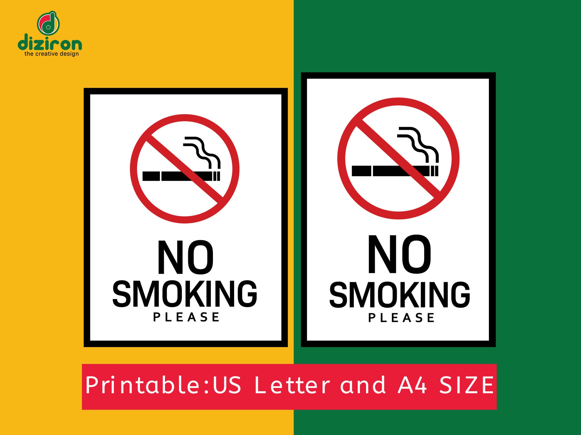 No Smoking, Printable No Smoking Sign A4 and US Letter Size Pdf ...