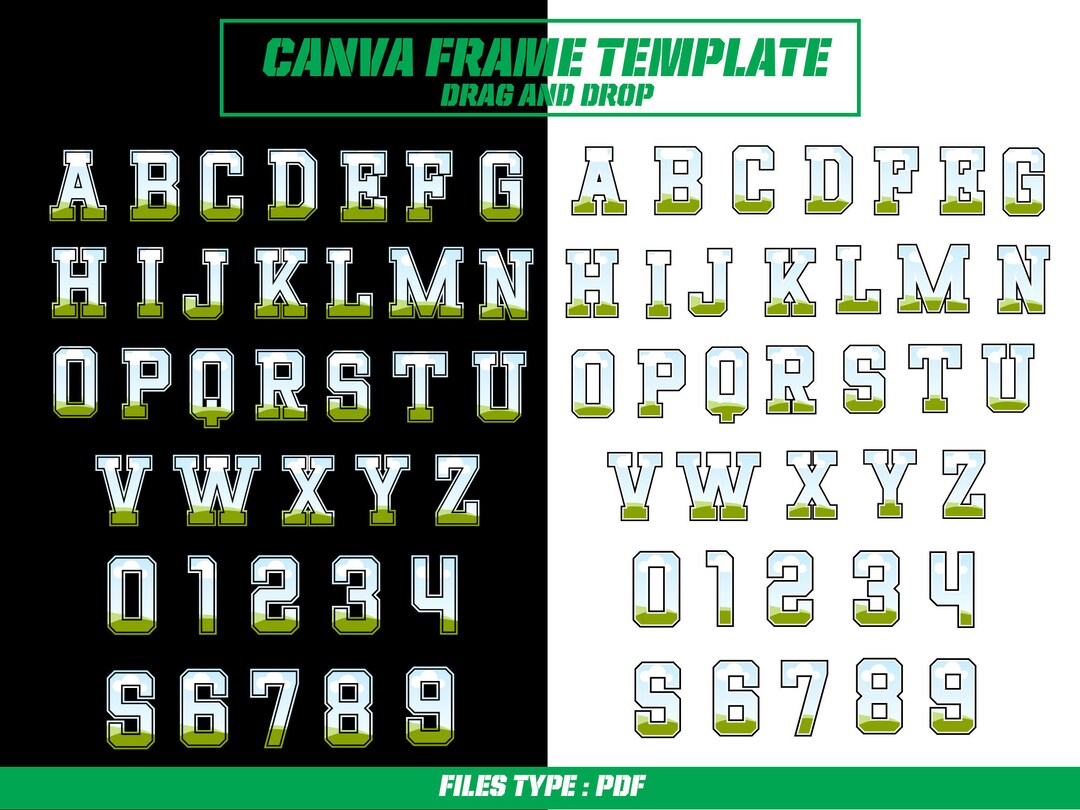 Alphabet and Number Canva Frame Template Editable A-Z and 0 to 9 Canva ...