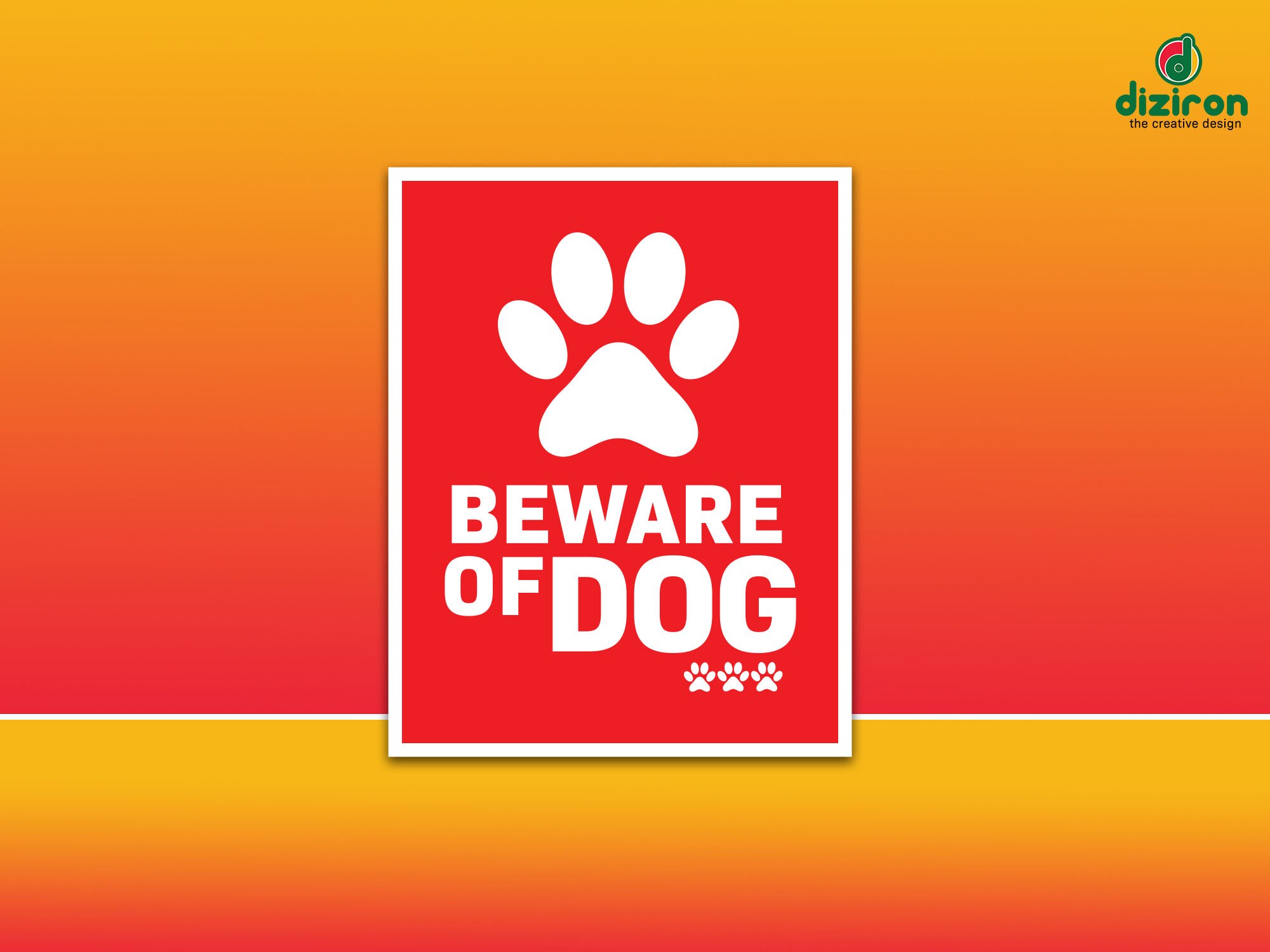 Printable Beware of Dog and Dogs Sign Board US Letter or A4 Size PDF ...