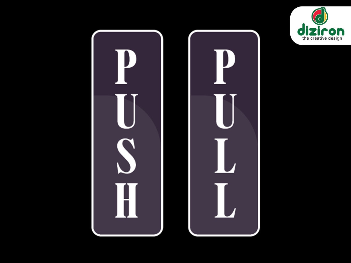 Luxury Push & Pull Set of Door Signs in Vertical Shape, Sets of 5 Push ...