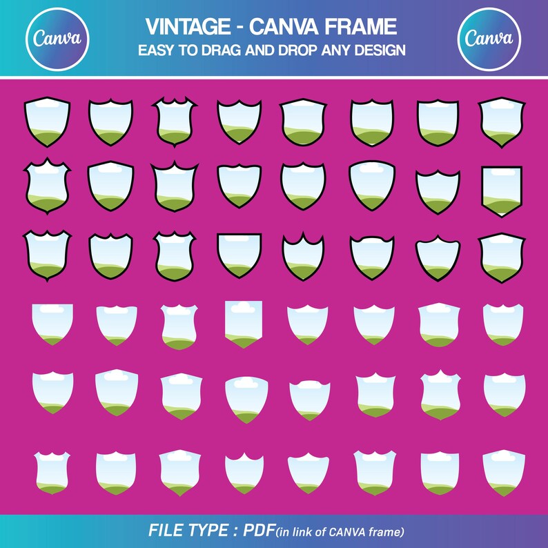Vintage Canva Frame, Bundle Canva Editable Frame Template , Shape Canva ...