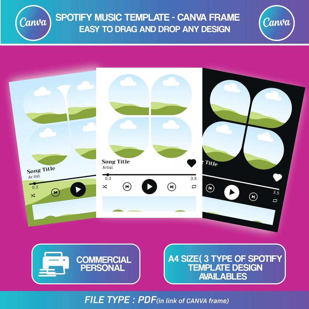 Spotify Music Player Template Canva, Custom CANVA Template , Music ...