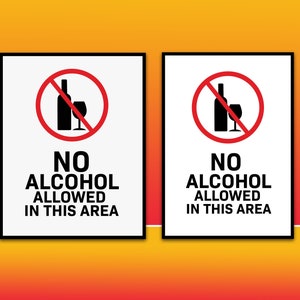 Printable No Alcohol Allowed in This Area Sign US Letter and A4 Size - Etsy