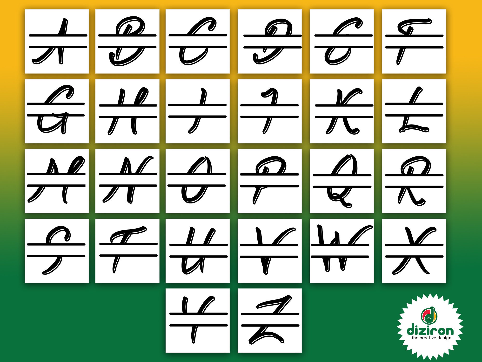 Split Letter Monogram, Alphabet Split Monogram Vector Cut Files, Font A ...