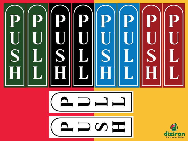 Push Pull a Set of Door Signs in a Vertical Shape, Pull-push 4 Designs ...