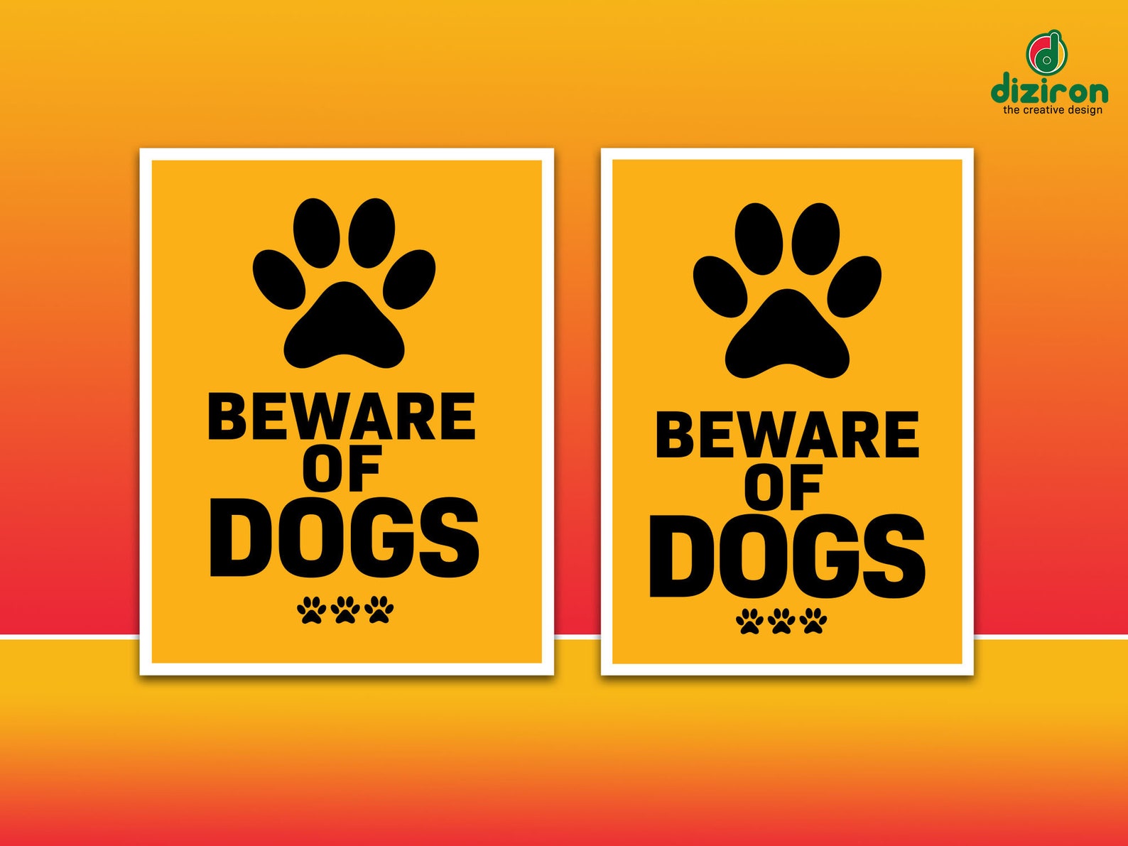 Printable Beware of Dog and Dogs Sign Board US Letter or A4 Size PDF ...