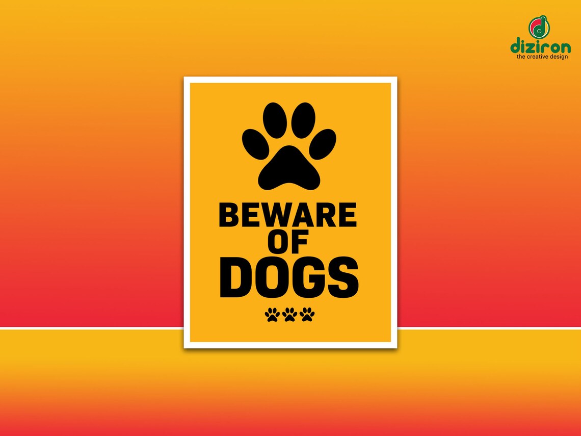 Printable Beware of Dog and Dogs Sign Board US Letter or A4 Size PDF ...