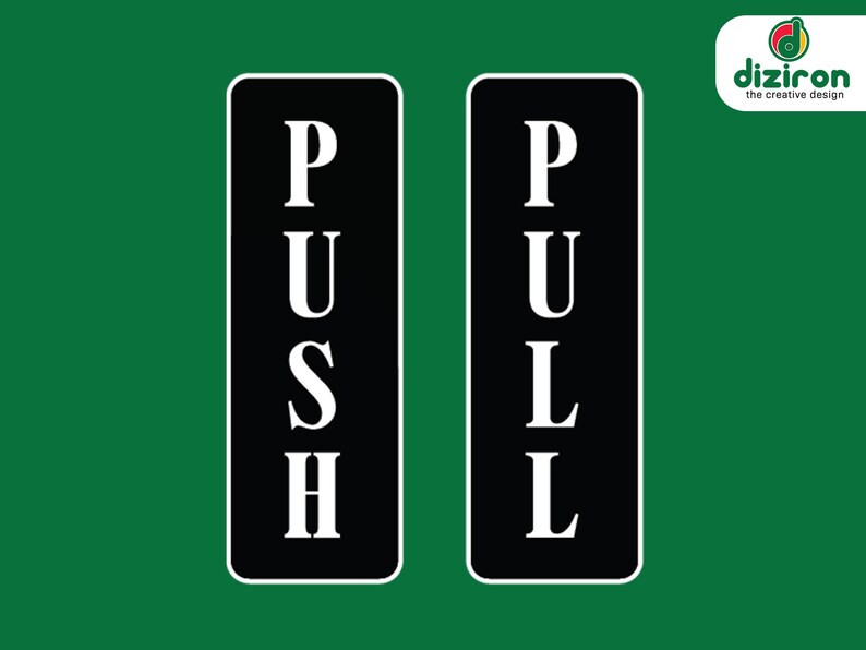 Luxury Push & Pull Set of Door Signs in Vertical Shape, Sets of 5 Push ...