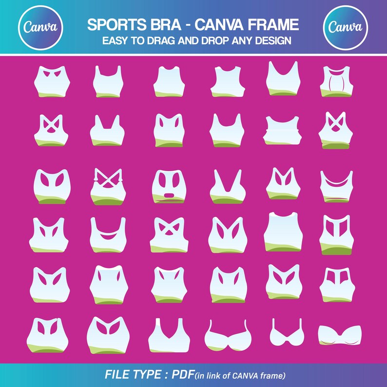 Sports Bra Canva Frame Template, Variety of Bra Canva Frame Elements ...