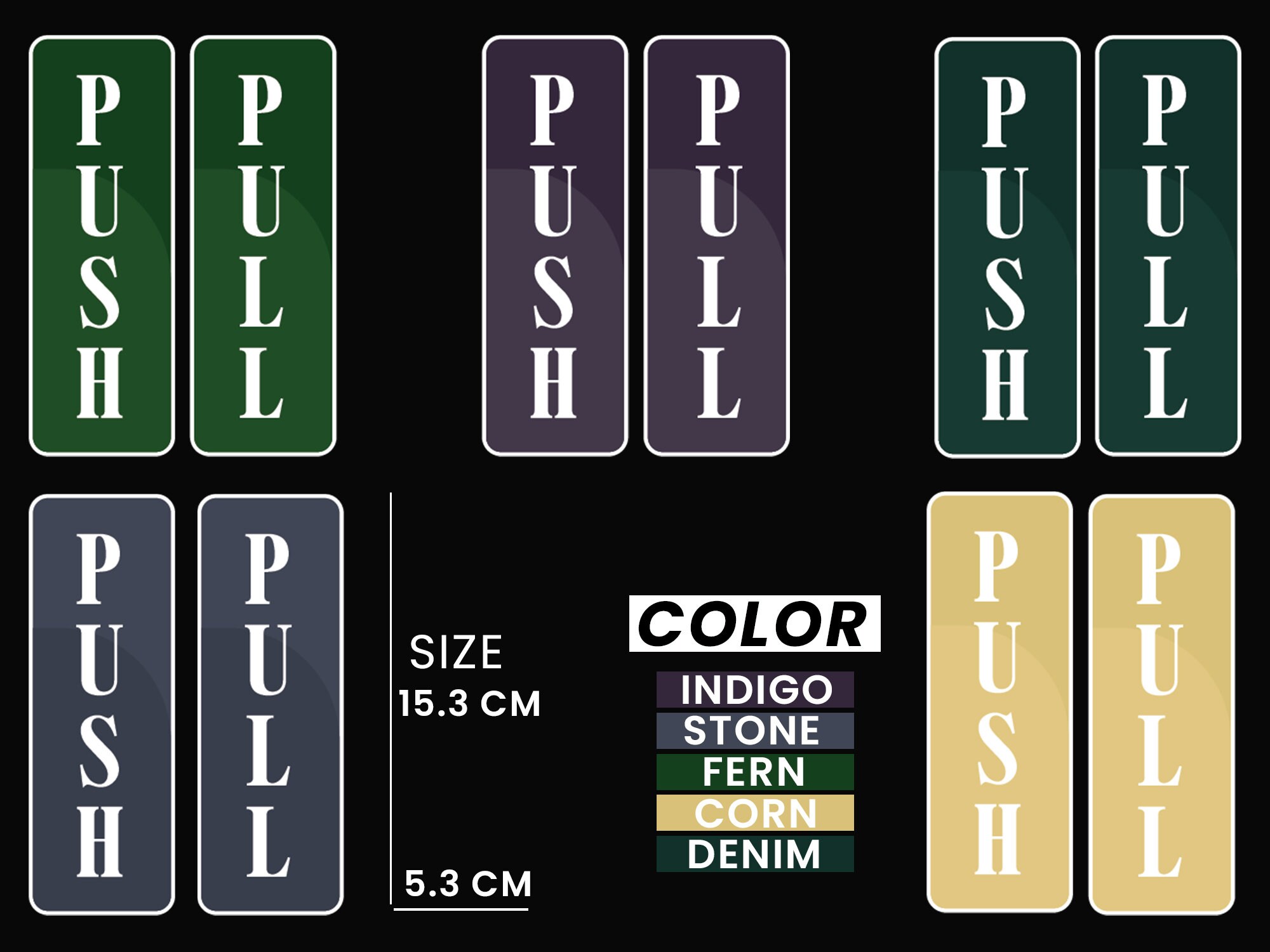 Luxury Push & Pull Set of Door Signs in Vertical Shape, Sets of 5 Push ...