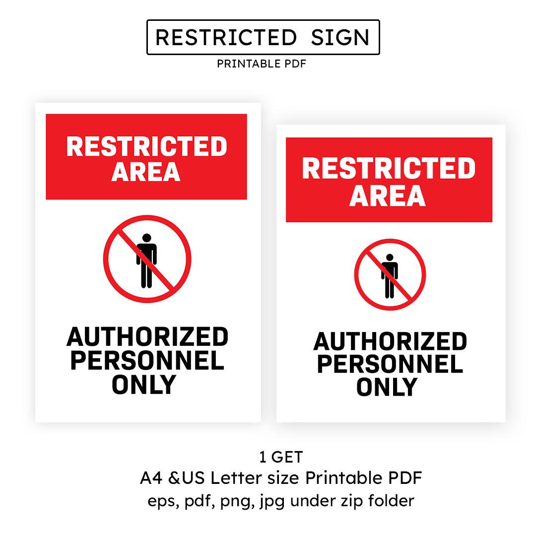 Printable Restricted Area Authorized Personnel Only, Signboard US ...