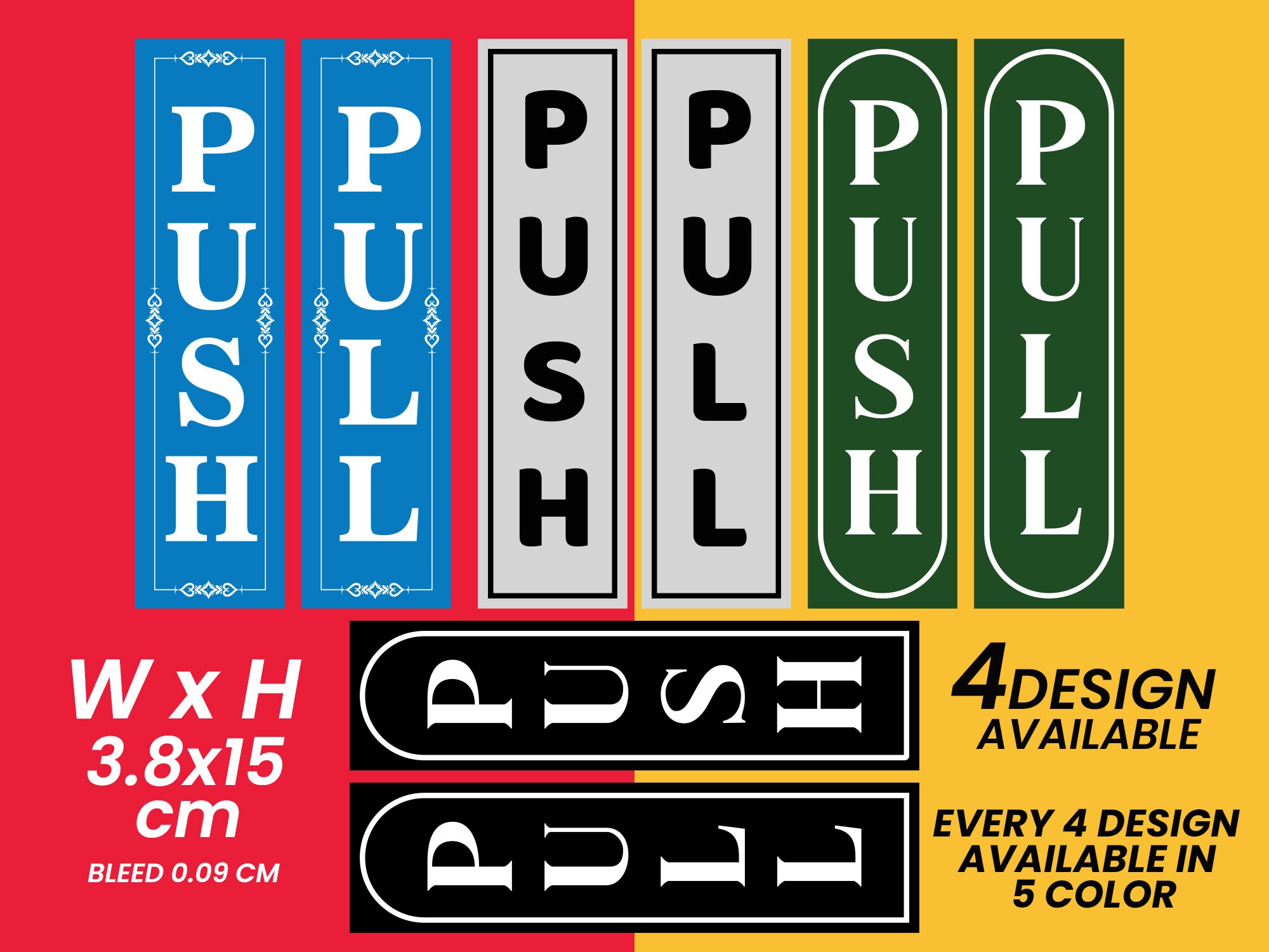 Push Pull a Set of Door Signs in a Vertical Shape, Pull-push 4 Designs ...