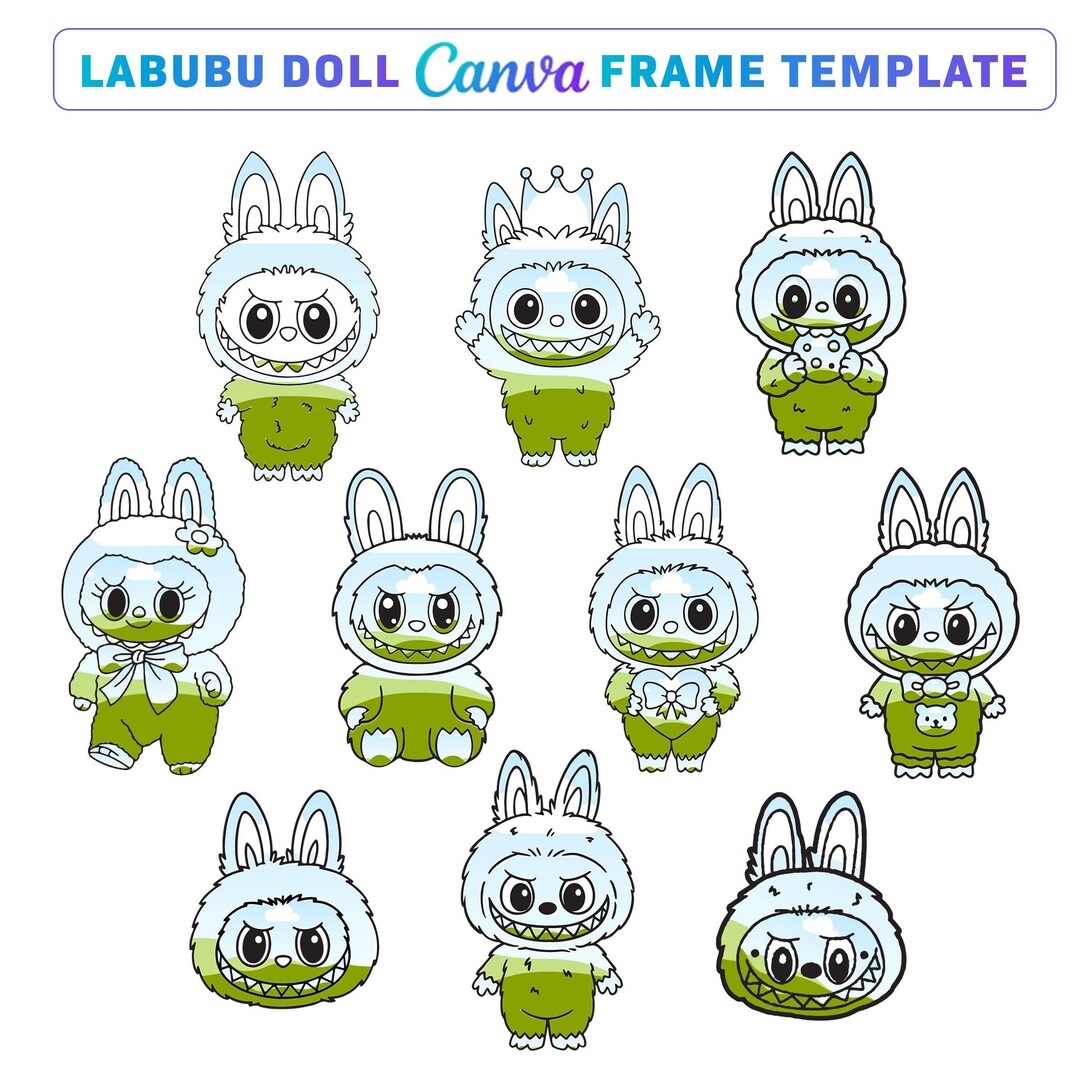 Labubu Doll Canva Frame Template | Cute Character Frame | Editable ...