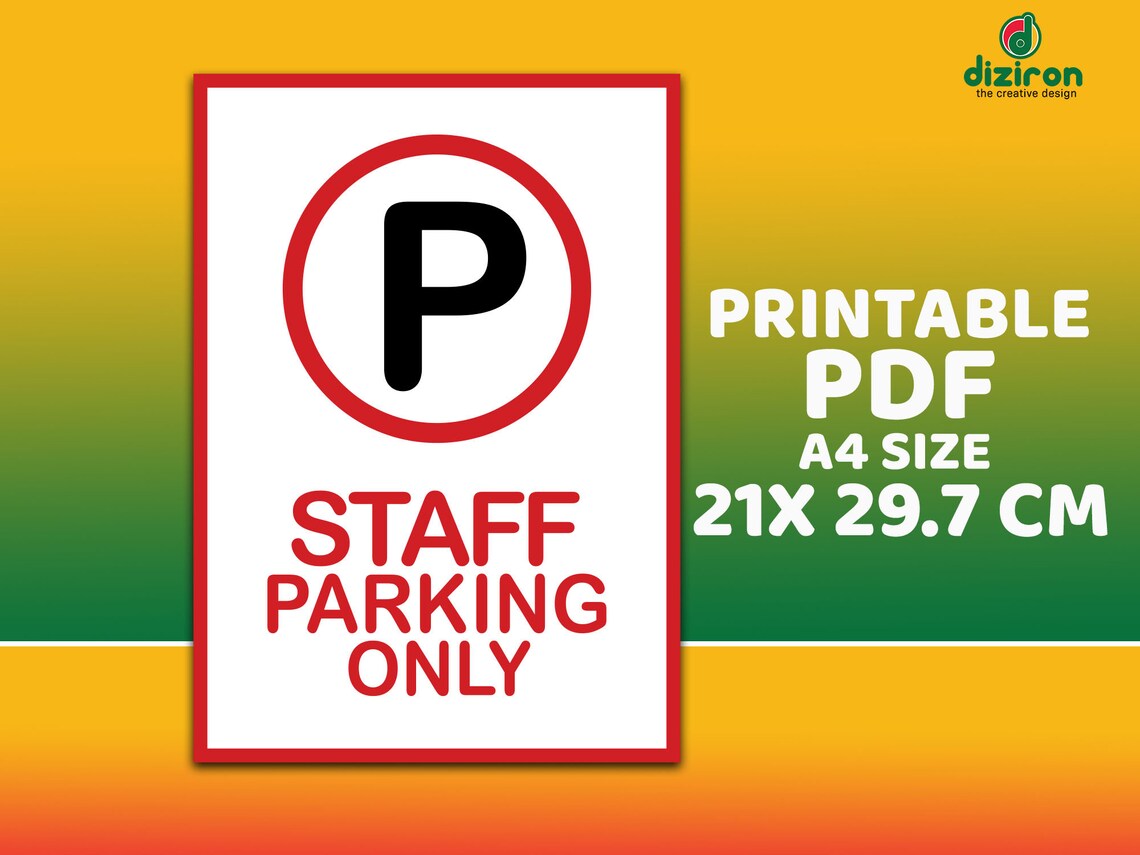 Staff Parking Sign Board Printable Us Letter or A4 Size Pdf, Instant ...