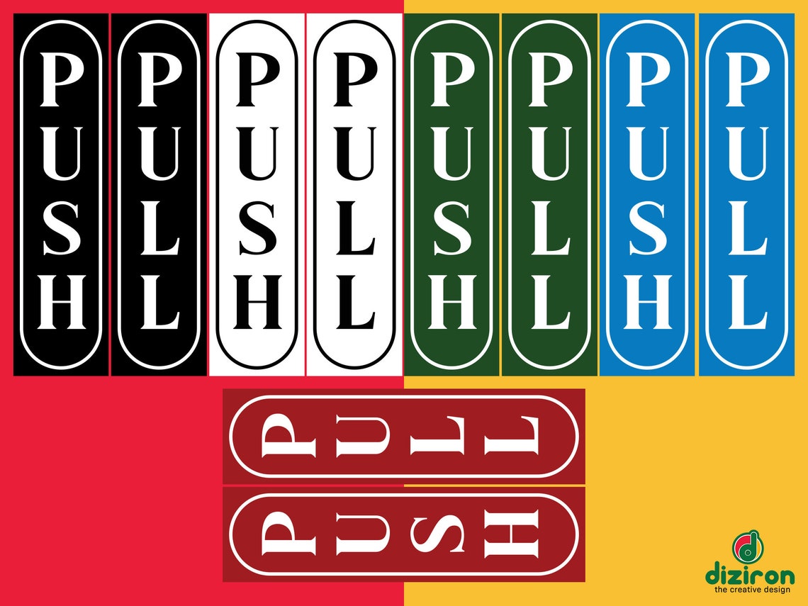 Push Pull a Set of Door Signs in a Vertical Shape, Pull-push 4 Designs ...