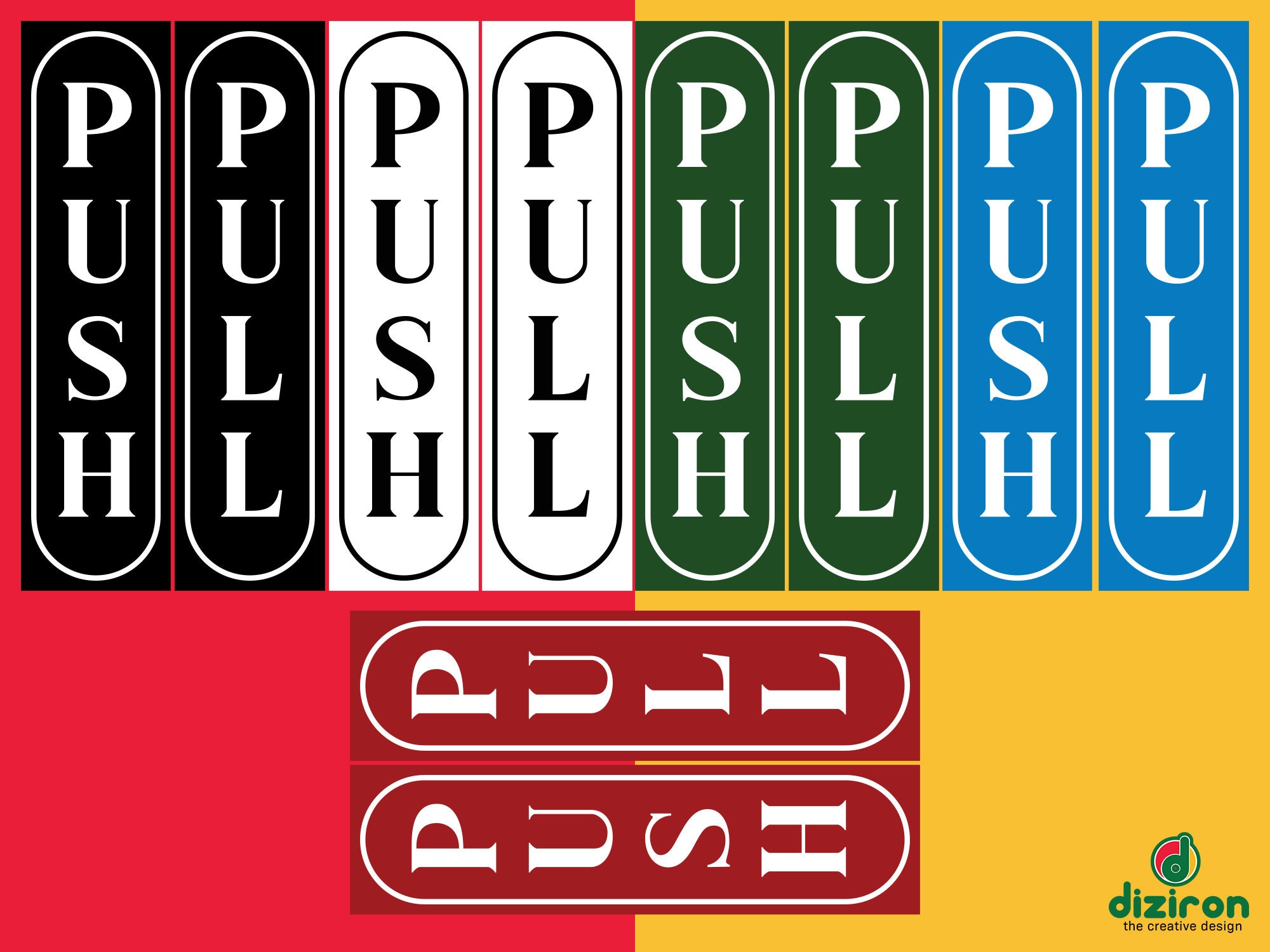 Push Pull a Set of Door Signs in a Vertical Shape, Pull-push 4 Designs ...