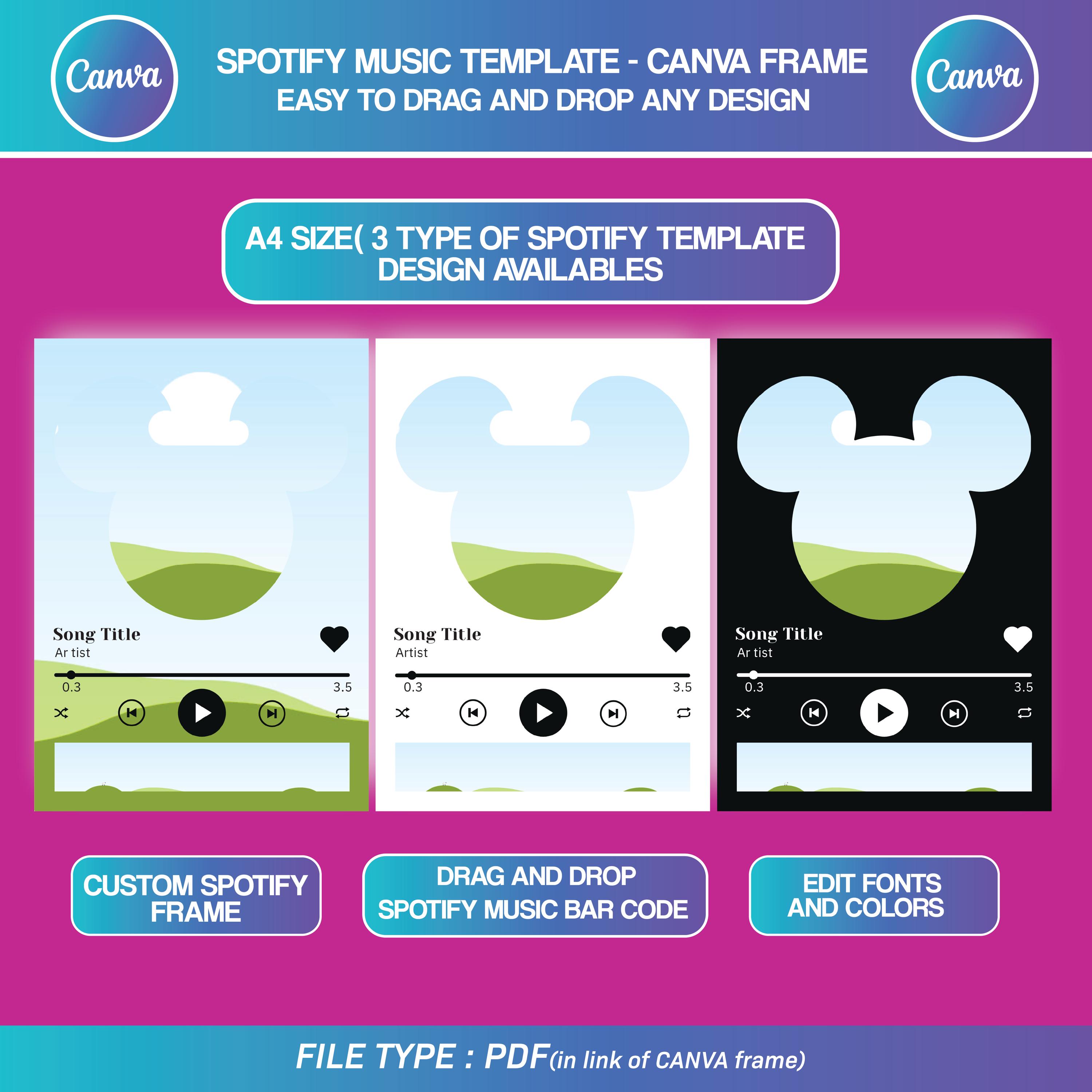 Spotify Music Player Template Canva Editable, Music Photo Frame Spotify ...