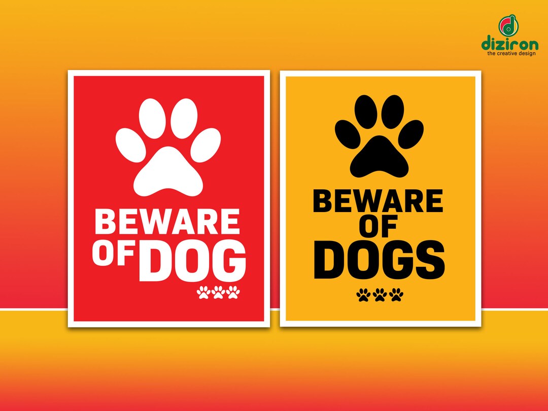 Printable Beware of Dog and Dogs Sign Board US Letter or A4 Size PDF ...