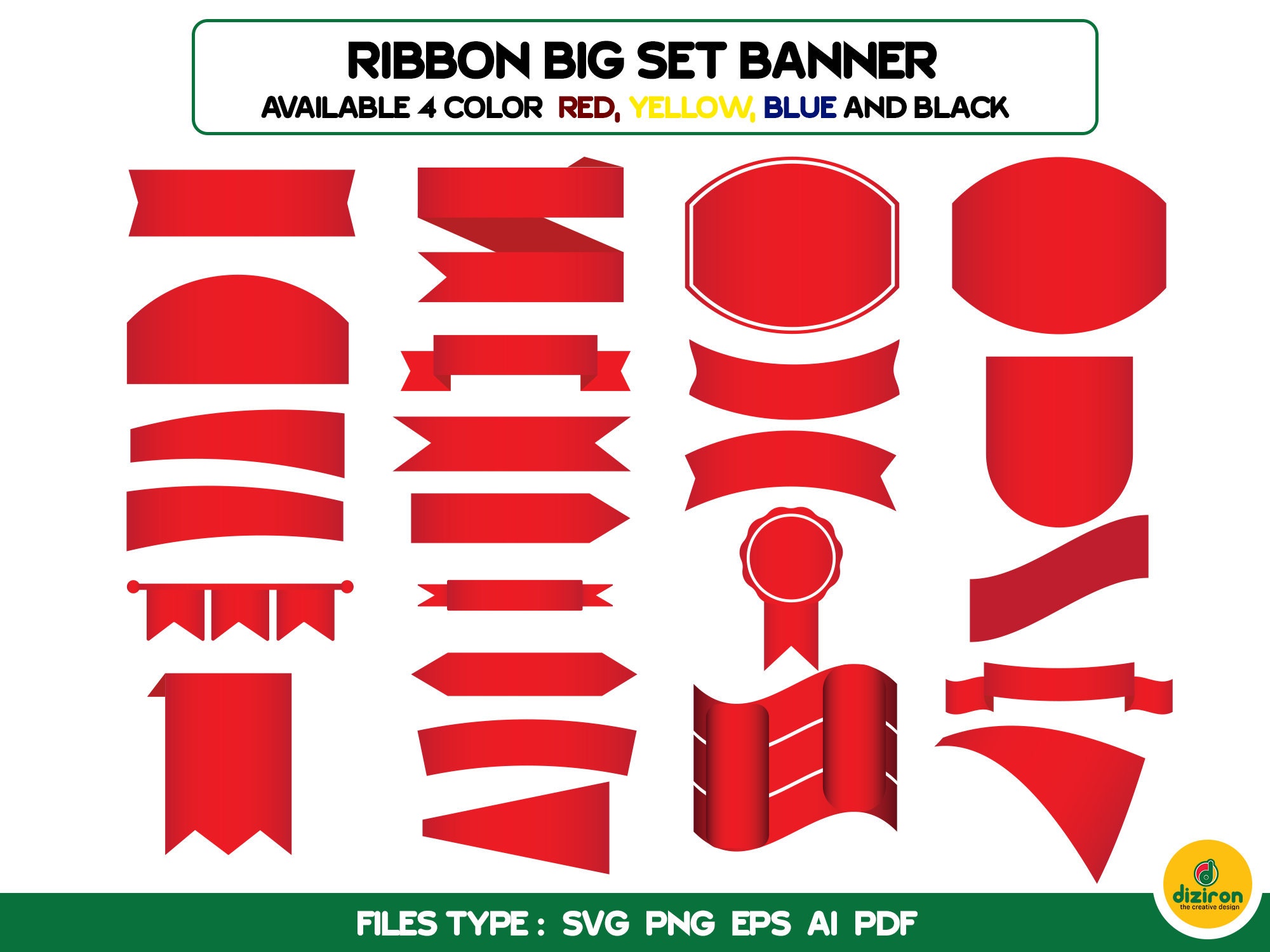 Bundle Ribbon Banner SVG, Set of Ribbon Vectors, 50 Elements of Ribbon ...