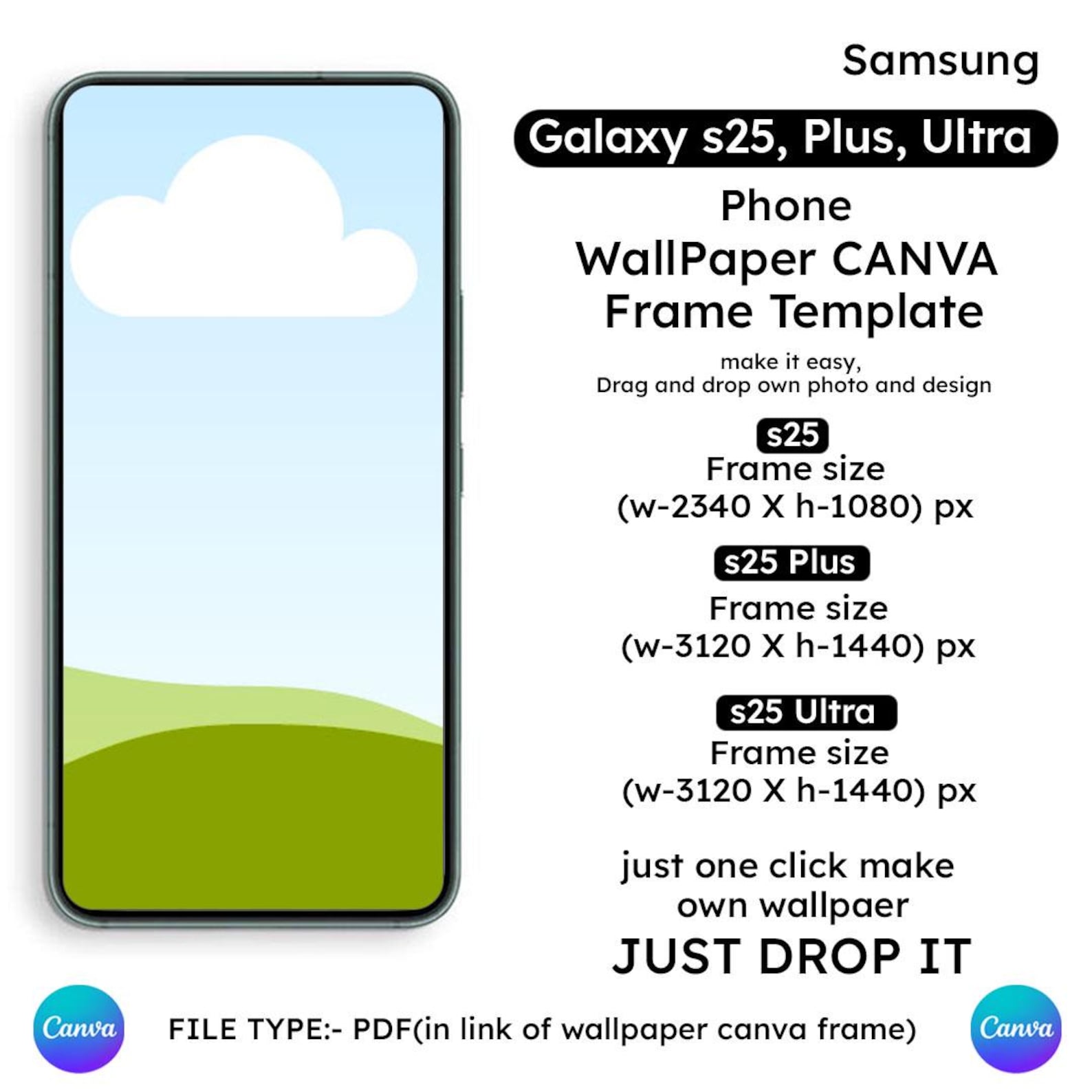 Custom Samsung S25,plus, Ultra Wallpaper, S24 Series Canva Template ...