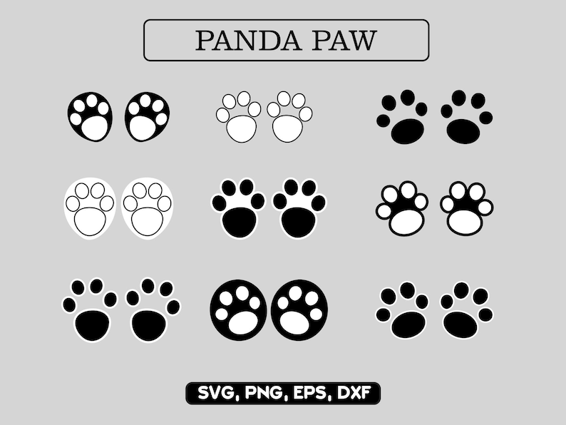 Panda Paw Svg, Animal PAW Png ,bundle of Panda Paw Foot Print, Dxf,eps ...
