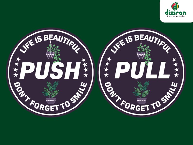 Push Pull Sign | Sticker for Glass Door | Push Pull Door Handle Sticker ...