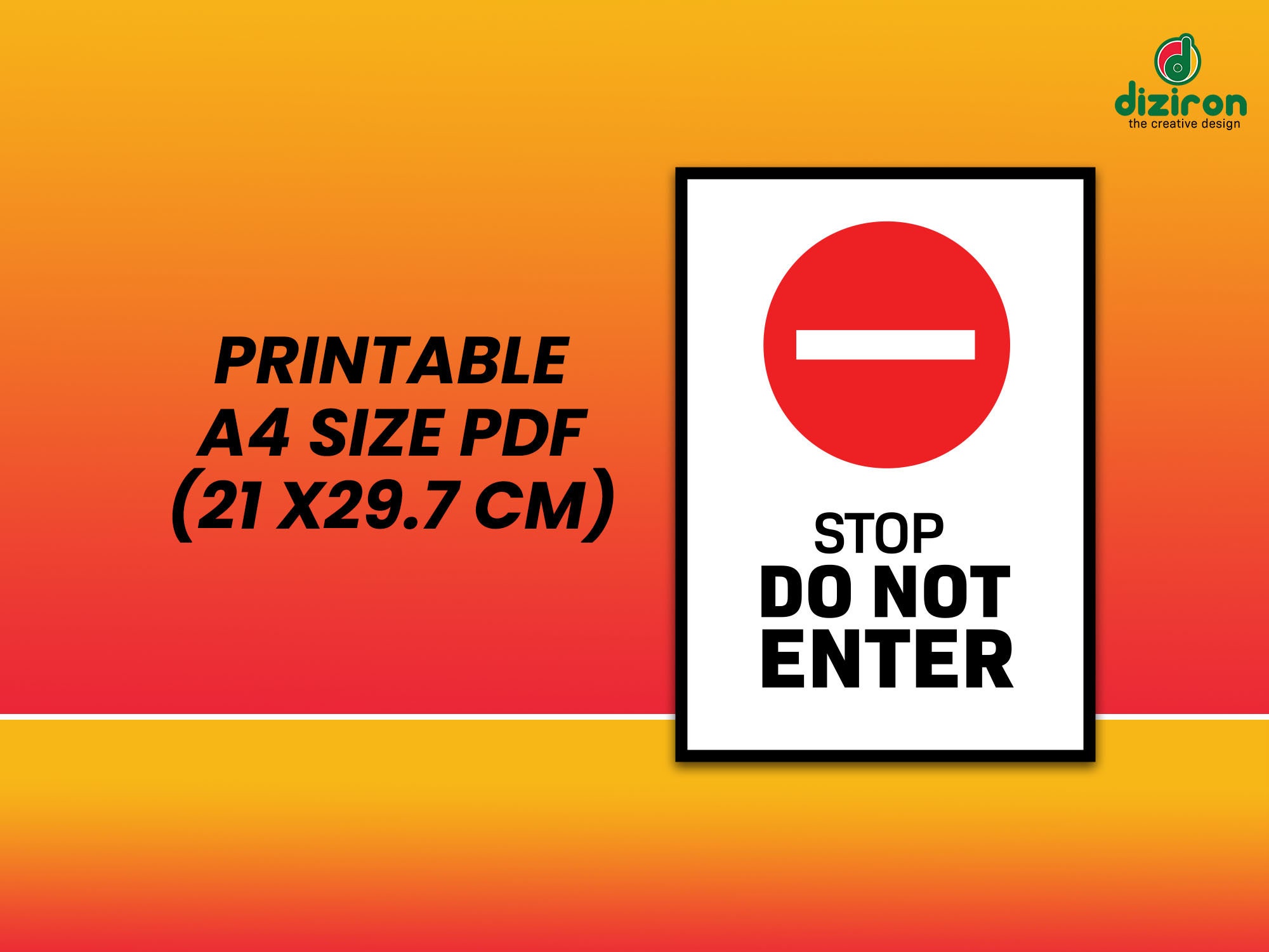 Printable Stop Do Not Enter Sign in US Letter and A4 Size PDF, Instant ...