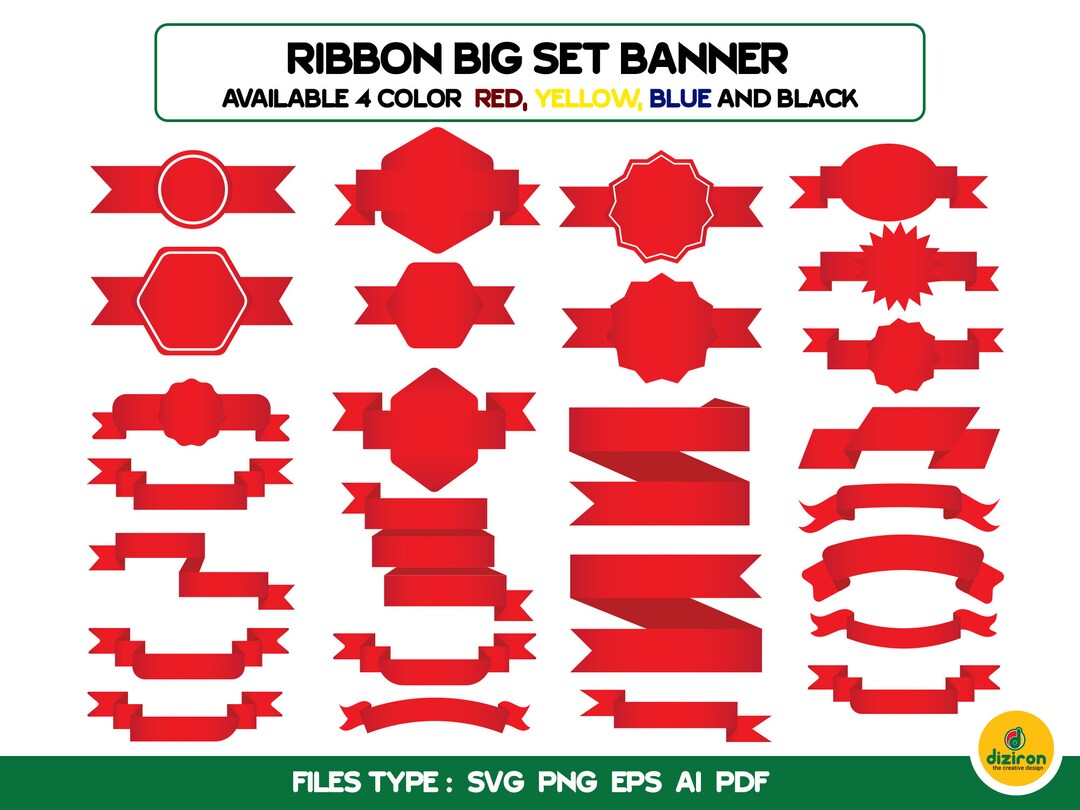 Bundle Ribbon Banner SVG, Set of Ribbon Vectors, 50 Elements of Ribbon ...