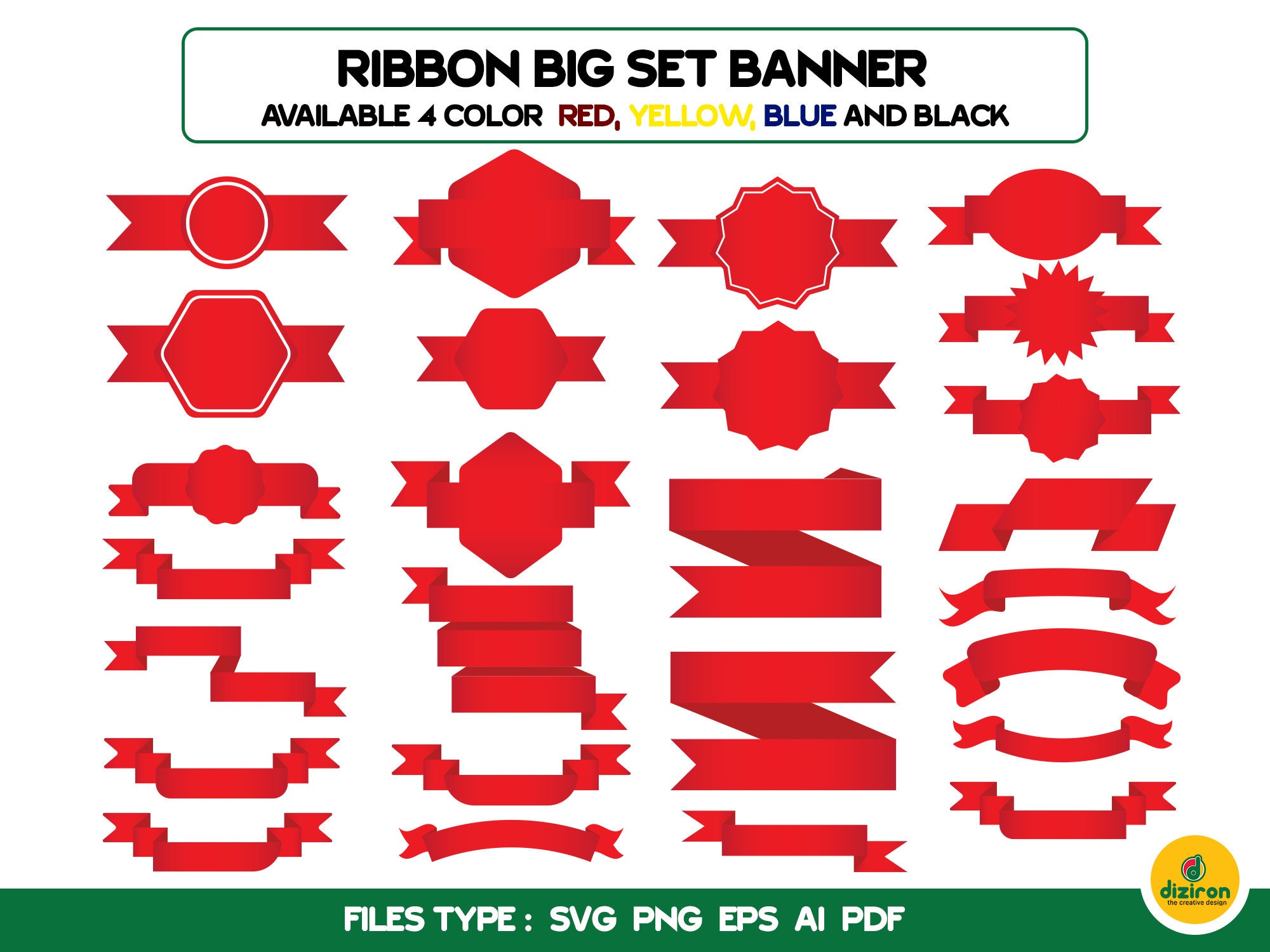 Bundle Ribbon Banner SVG, Set of Ribbon Vectors, 50 Elements of Ribbon ...