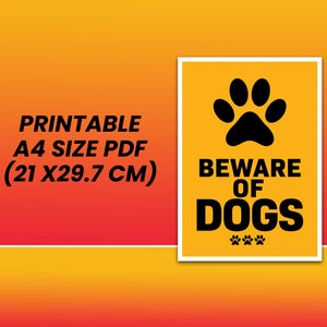 Printable Beware of Dog and Dogs Sign Board US Letter or A4 Size PDF ...